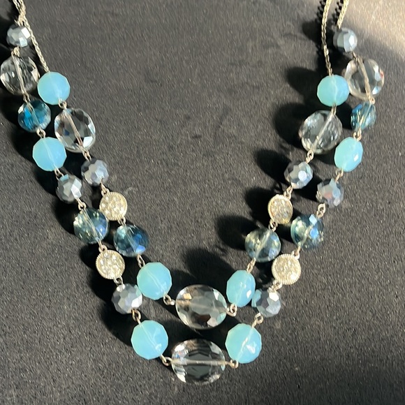 Trifari | Jewelry | Crown Trifari Blue Glass Double Strand Necklace ...